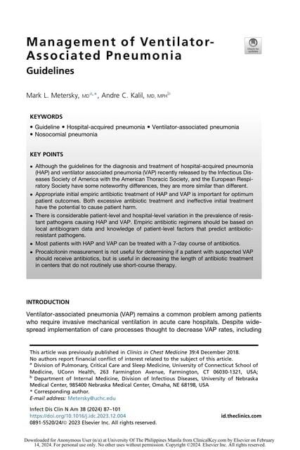 Flashcards de Management of Ventilator Associated Pneumonia | Por Lesly ...