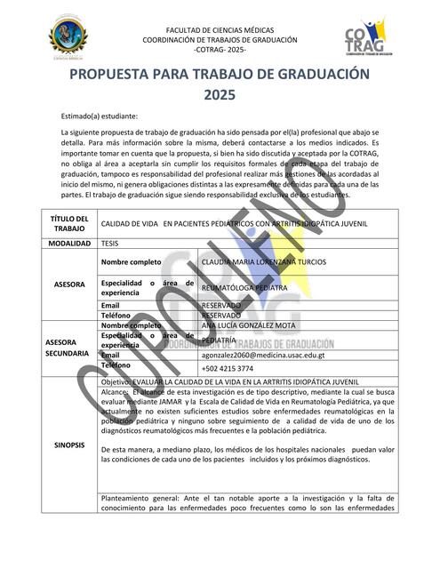 Formato de propuestas COTRAG Dra CLAUDIA MARIA LOR | Ilvi | uDocz
