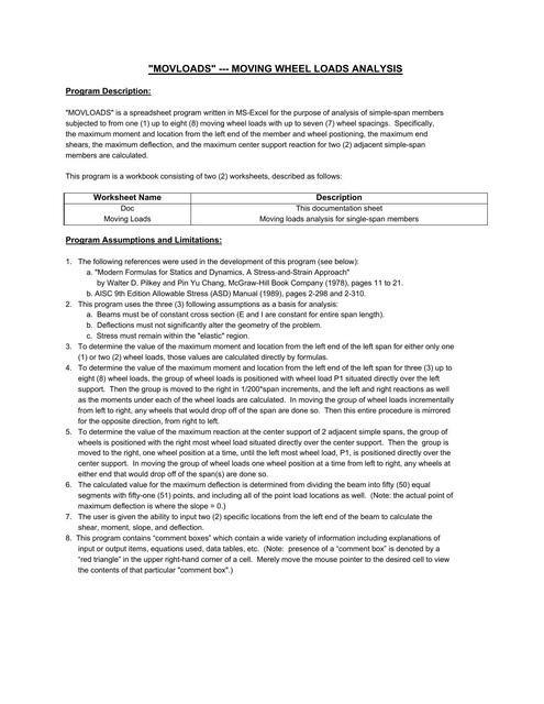 MOVING WHEEL LOADS ANALYSIS | corles | uDocz