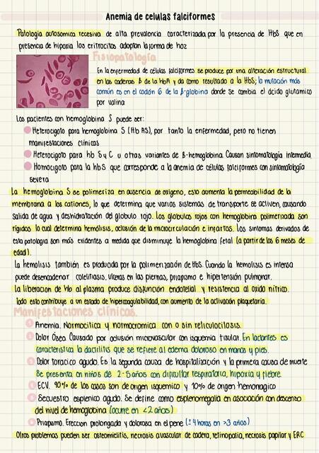 Anemia de células falciformes | Med onenote | uDocz