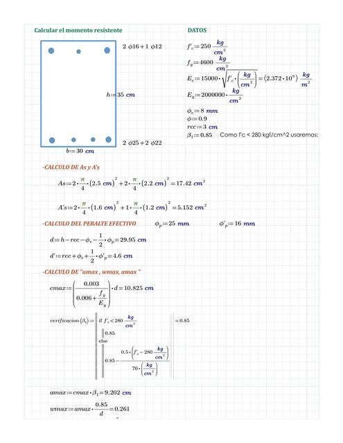Ejercicio Calculo de momento resistente | Ingeniería Civil | uDocz
