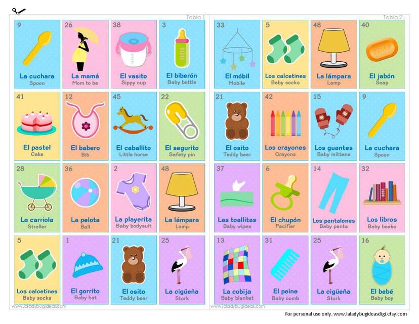 LoteriaBaby IngEsp Tableros JPEG 1a20 | angela ornelas | uDocz