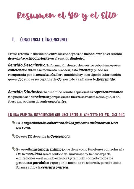 Resumen El Yo y el Ello Freud | Malena | uDocz