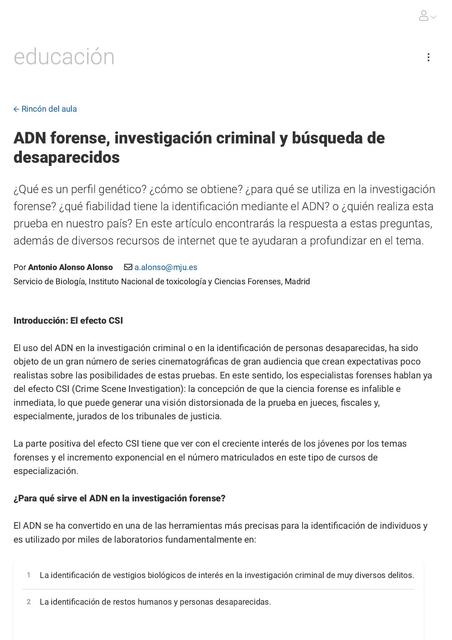 ADN forense investigación criminal y búsqueda de desaparecidos ...