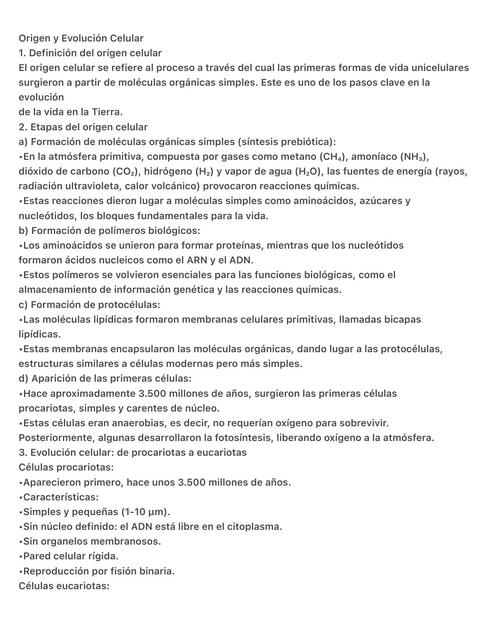 Origen y Evolución Celular | Daniela Camila | uDocz