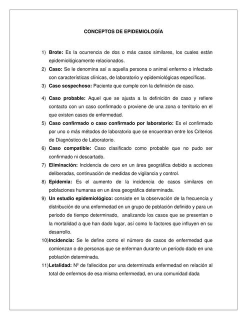 Conceptos de Epidemiología | Enfermería | uDocz