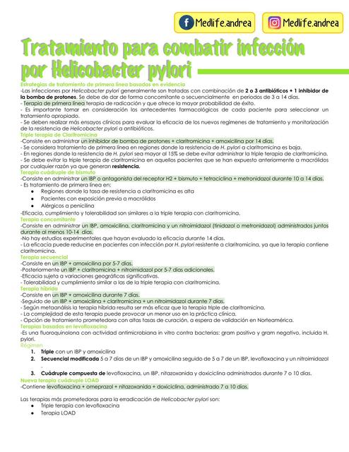 Tratamiento para combatir infeccio n por Helicobacter pylori | Medlife.andrea | uDocz