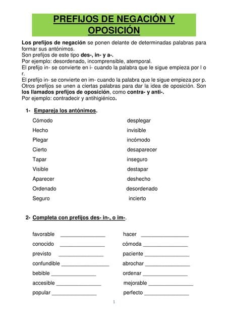 Flashcards de PREFIJOS IN DES | Por Dani | uDocz