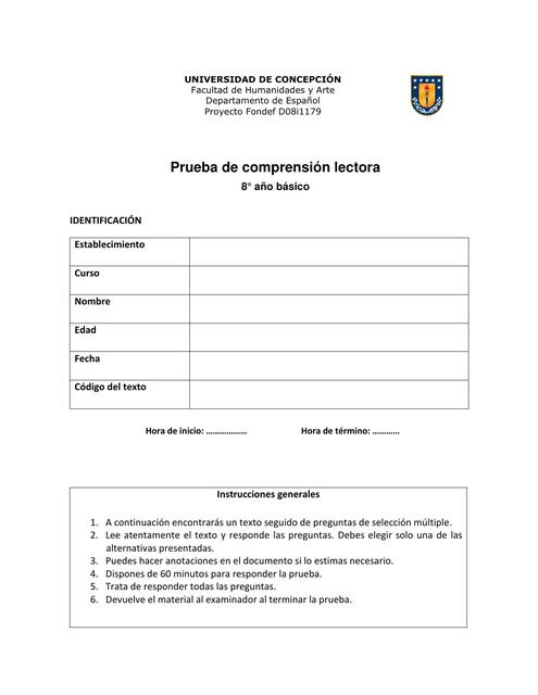 Pruebadecomprensiónlectoratextomayorcomplejidadtex | Edwin | uDocz