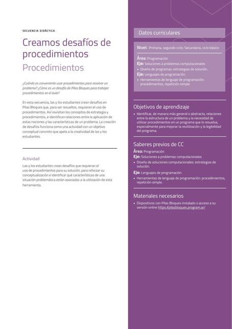 SDC 7 creamos desafios de procedimientos | celeste | uDocz
