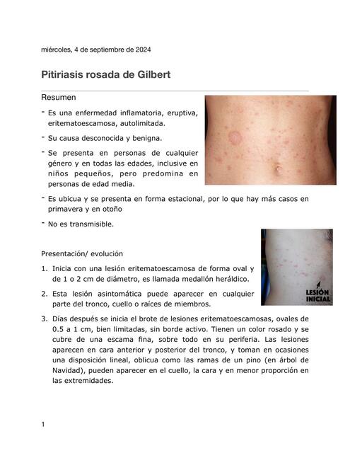 Pitiriasis rosada de Gilbert | Alejandra Orozco | uDocz