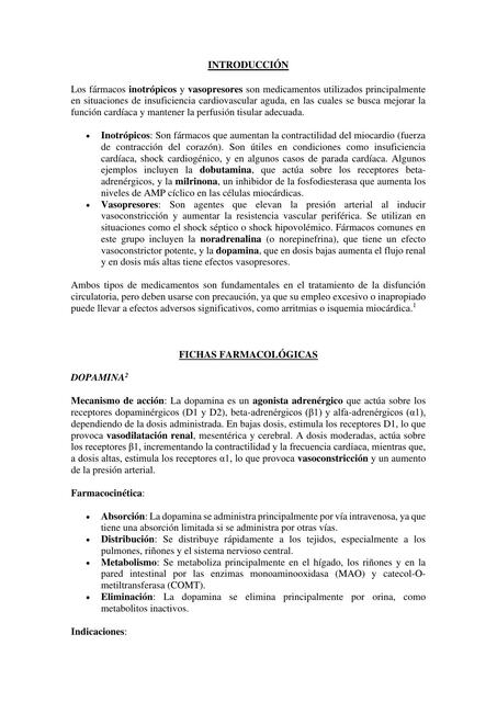 FÁRMACOS INOTRÓPICOS Y VASOPRESORES | Aleyda | uDocz