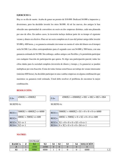 EJERCICIOS MÉTODO SIMPLEX | Ejercicios resueltos | Investigación ... EJERCICIOS MÉTODO SIMPLEX | Ejercicios resueltos | Investigación ...