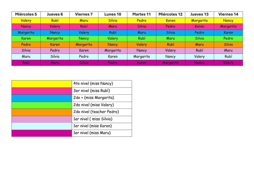 calendario roles | Luisa Camila | uDocz