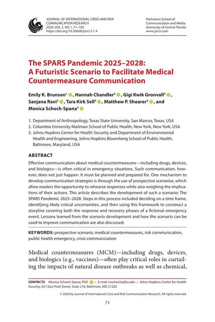 The SPARS Pandemic A Futuristic Scenario to Facili | Carlos | uDocz