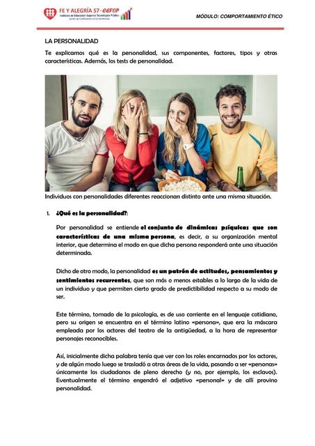 SESIÓN 05 La Personalidad definición clases | Alondra | uDocz