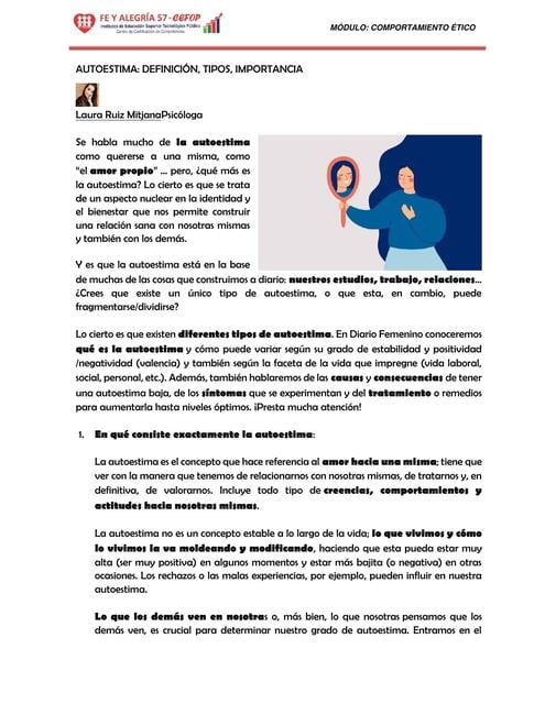 SESIÓN 06 Autoestima definición tipos e importanci | Alondra | uDocz