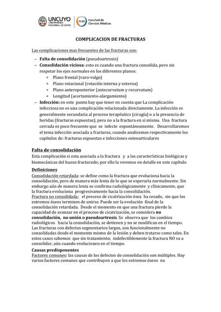 COMPLICACION DE FRACTURAS | Albano Caston | uDocz