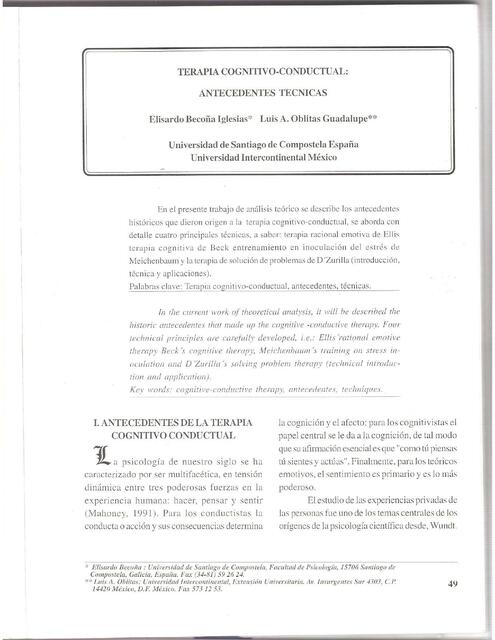Inicios De La Terapia Cognitiva Conductual Concepto Origen Y 2317