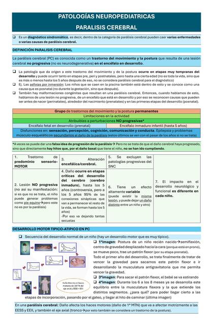 PATOLOGÍAS NEUROPEDIATRICAS PARÁLISIS CEREBRAL | Athal | uDocz