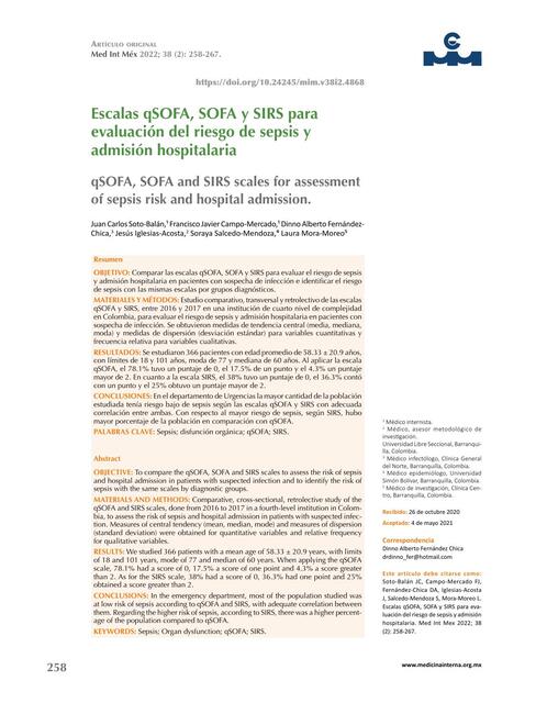 MED INT MEX Escalas qSOFA SOFA y SIRS para evaluar | Quispe Titirico ...