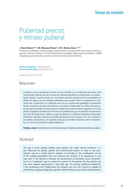 Pubertad precoz y retraso puberal | JAHAIRA PAOLA SOTO MOSQUERA | uDocz