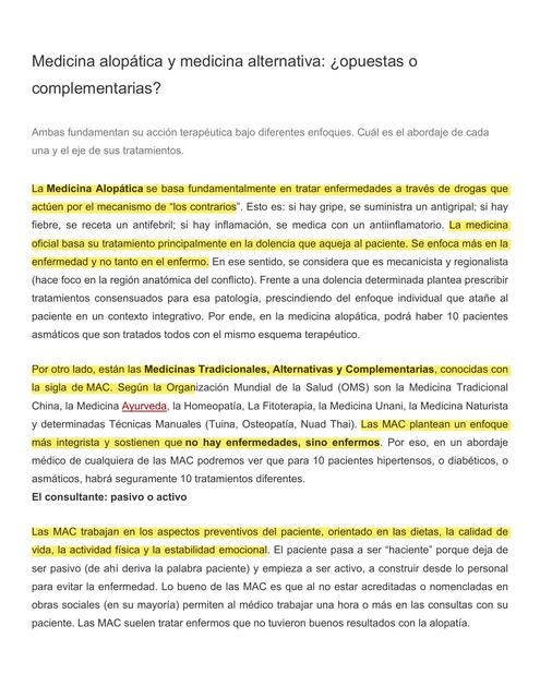 Medicina alópatica y alternativa | Iznayana | uDocz