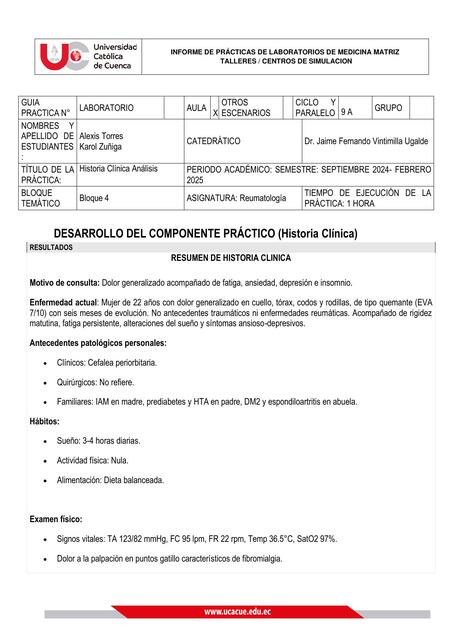 HISTORIA CLINICA REUMATOLOGICA | alexis | uDocz
