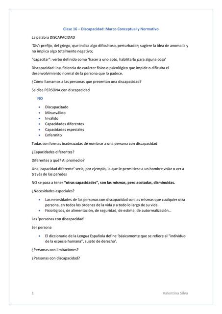 Comparto Clase 16 Discapacidad con usted | CELESTE SOFÍA | uDocz