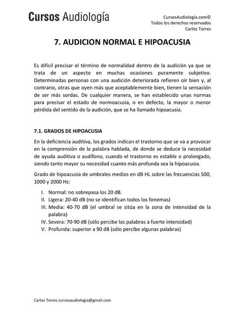 7 AUDICION NORMAL E HIPOACUSIA | Sofia Demassi | uDocz