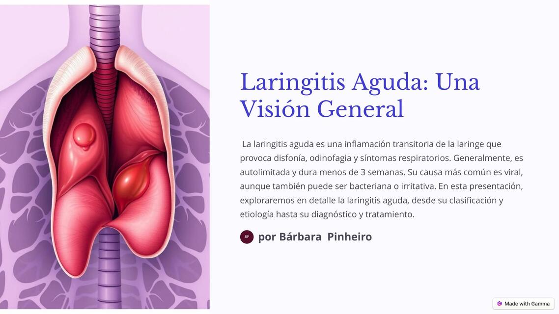 Laringitis Aguda Una Vision General | Bárbara Pinheiro | uDocz