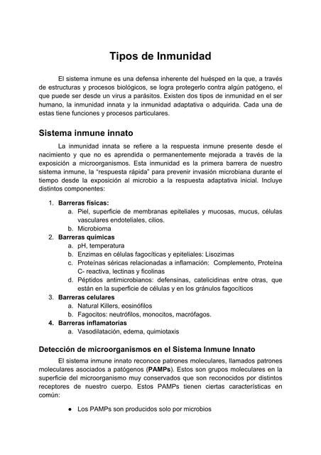 Tipos de inmunidad | Catalina | uDocz