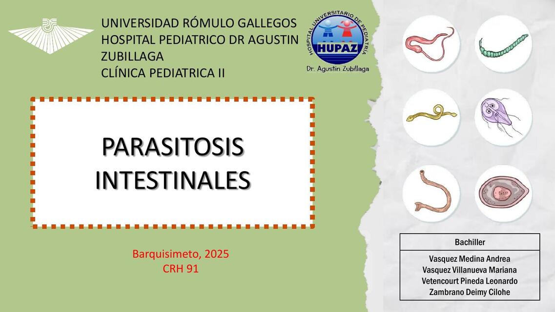parasitosis pediatria II | Andrea vásquez | uDocz