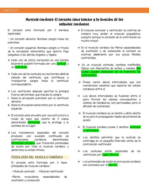 Resumen del Capitulo 9 Guyton y Hall_Musculo cardiaco: El corazón como bomba | Medigital | uDocz
