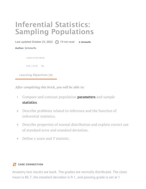 Brick Exchange Inferential Statistics Sampling Pop | Nicole | uDocz