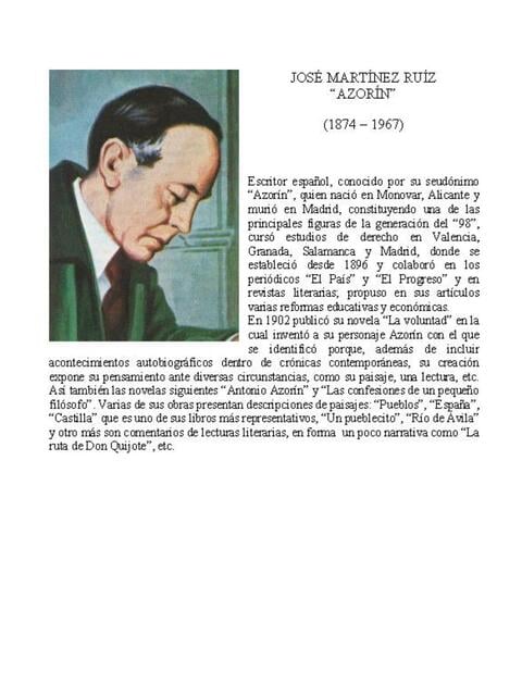JOSÉ MARTÍNEZ RUÍZ AZORÍN BIOGRAFÍA | JESUS ALEJANDRO | uDocz