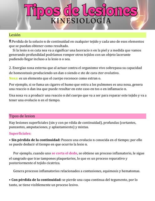 Tipos de Lesión | Reycel Lapierre Poblete | uDocz