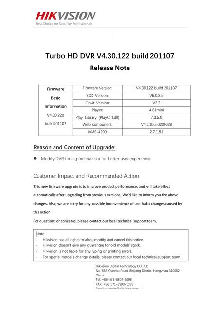 releasenote5CTurbo HD DVR V4 30 122 build | Laritza | uDocz