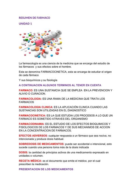 RESUMEN DE FARMACO | Brisa | uDocz