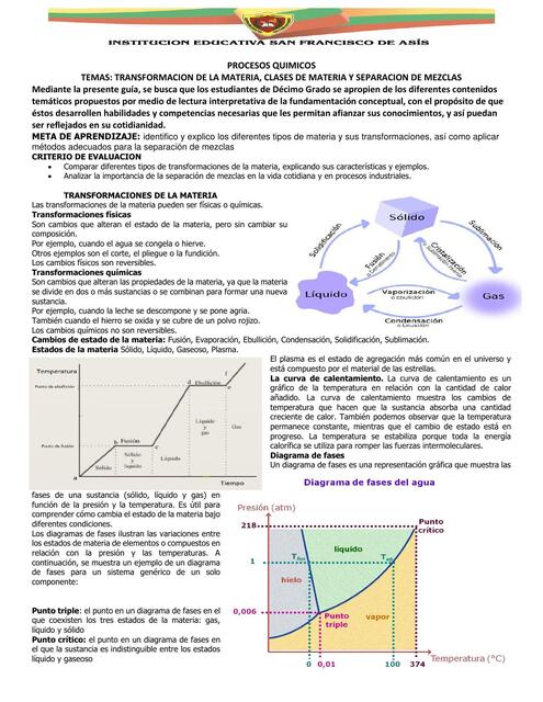 GUIA Tranf mater clases materia separacion de mezc | Karith | uDocz