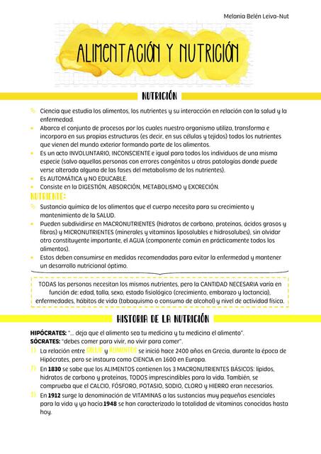Alimentación y nutrición | Melania Leiva | uDocz