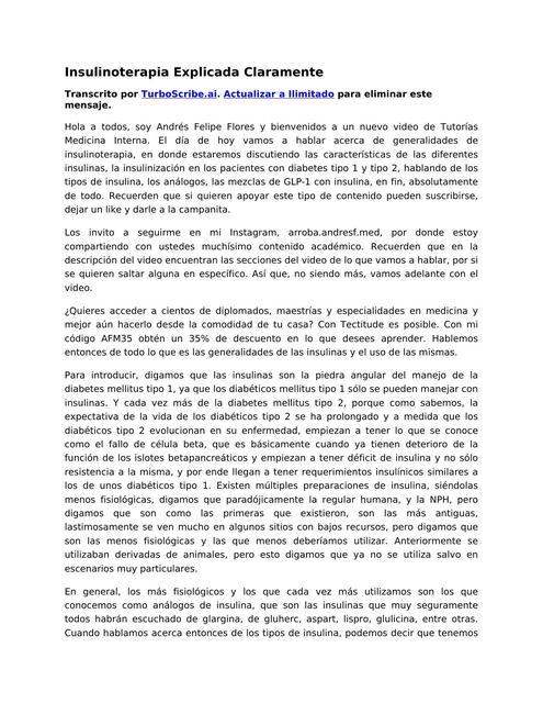 Insulinoterapia Explicada Claramente | Nazareth | uDocz