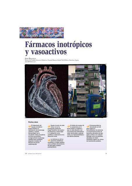Fármacos inotrópicos y vasoactivos | cirugia fontibon | uDocz