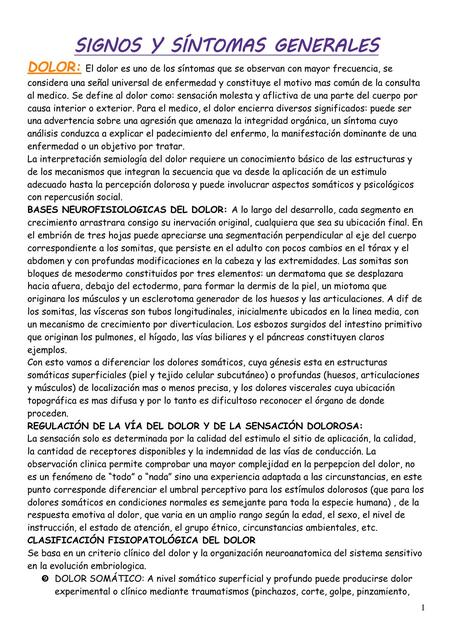Signos y sintomas generales: dolor | Avril P | uDocz