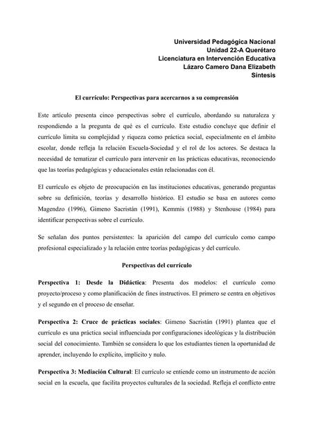 El currículo Perspectivas para acercarnos a su comprensión | Elizabeth ...