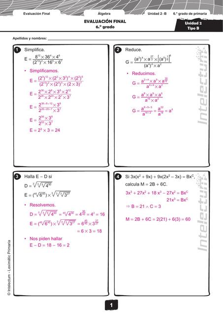 Alg Eval Final 6 U2 B resuelto | DANIEL | uDocz