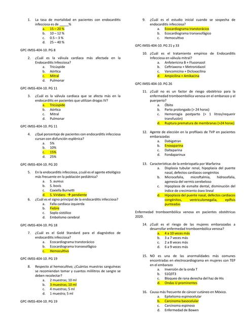 Flashcards de Guia de estudio cuestionario ENARM | Por Medi-miau-notes ...