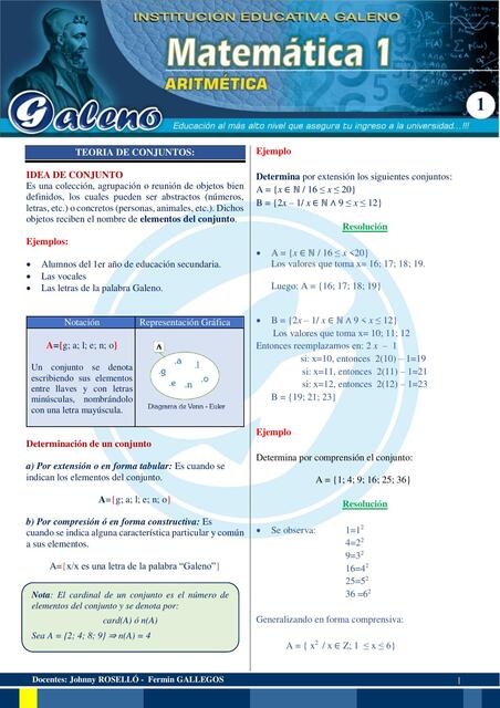 1 ARIT 1RO I TRIMESTRE GALENO PDF semana 1 | Endimiun | uDocz