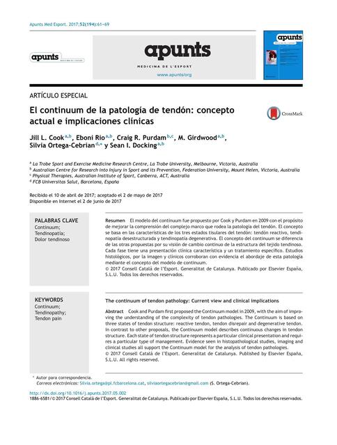 1 El continuum de la patología de tendón 1 | Fiorella | uDocz