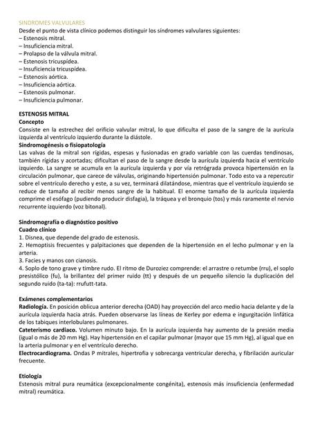 SINDROMES VALVULARES | Chabelis | uDocz